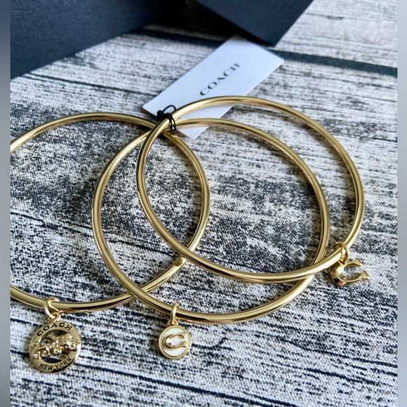Coach | Jewelry | Nwt Coach Set Of 3 Bangle Bracelets With Charms ...